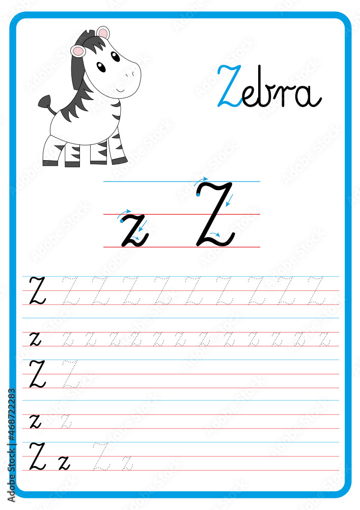 Plansza do nauki pisania liter alfabetu, litera z Stock Vector | Adobe ...