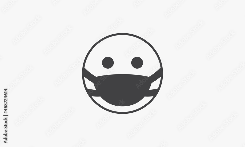 circle line icon mask emoticon isolated on white background. Stock ...