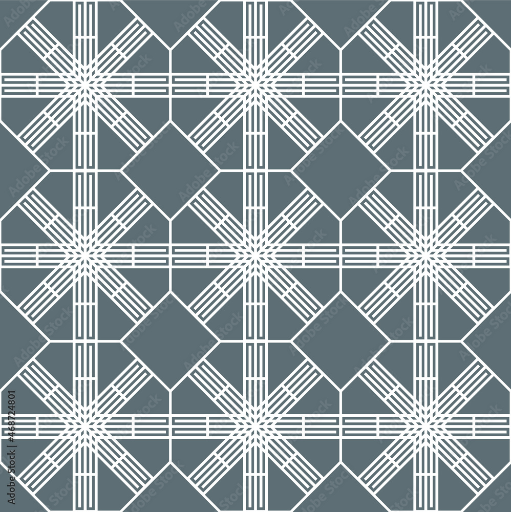 Repeat geometric octagonal pattern with crossing outline shapes in ...