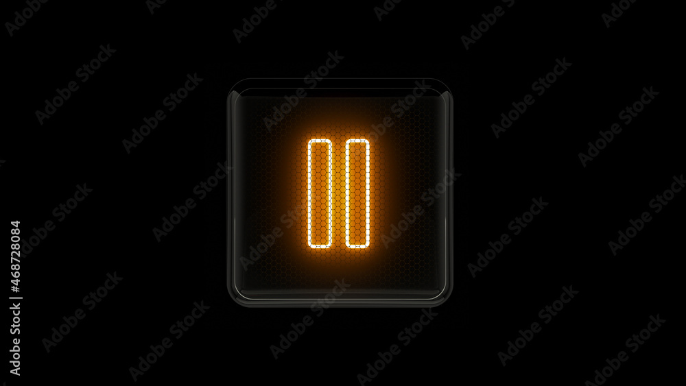 Pause. Pause button. Pause Icon. Nixie tube indicator. Gas discharge ...