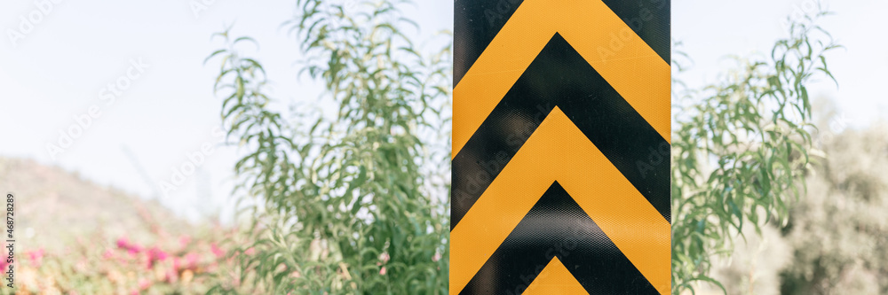 traffic safety signs on city street road. direction movement sign ...