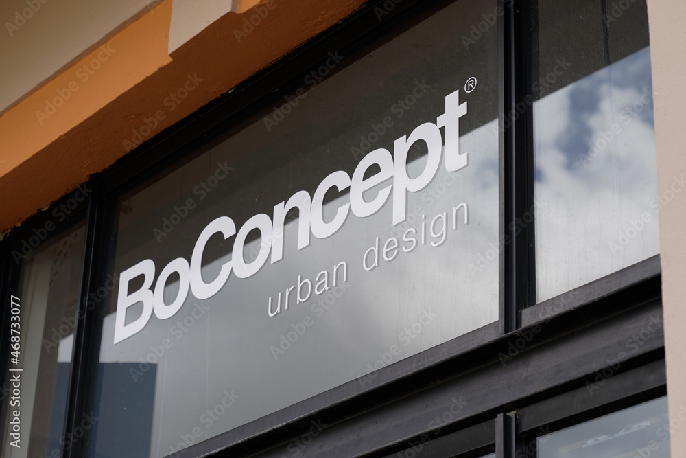 Boconcept urban design brand text and sign logo on boutique windows Bo ...