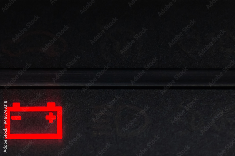 Car battery light in dashboard warning about problems. Vehicle panel ...