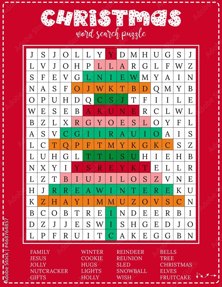 Vetor de Christmas word search puzzle. Printable worksheet about winter ...