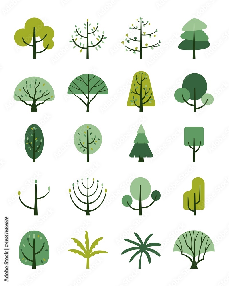 vector of side view trees. Stock Vector | Adobe Stock
