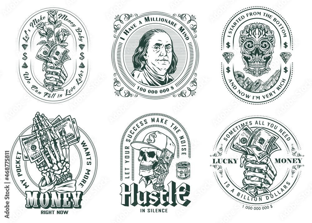 Money and wealth vintage logos Stock Vector | Adobe Stock