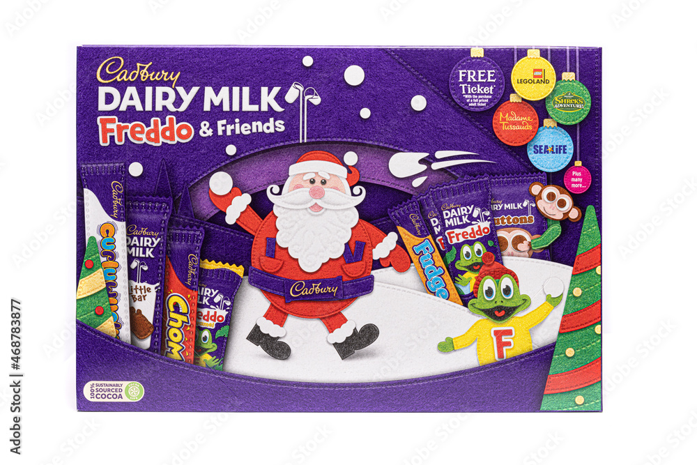Cadbury's Freddo and Friends Christmas Selection Box on a White ...