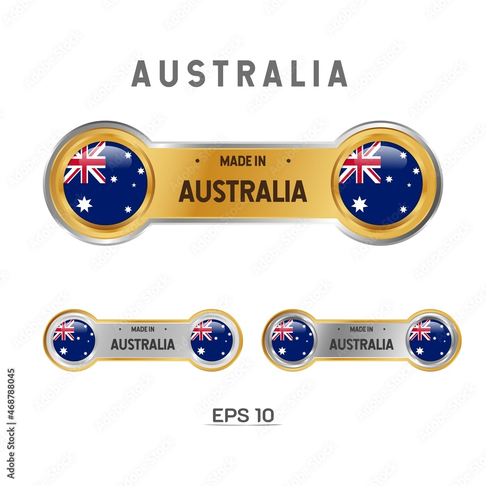 Made in Australia Label, Stamp, Badge, or Logo. With The National Flag ...