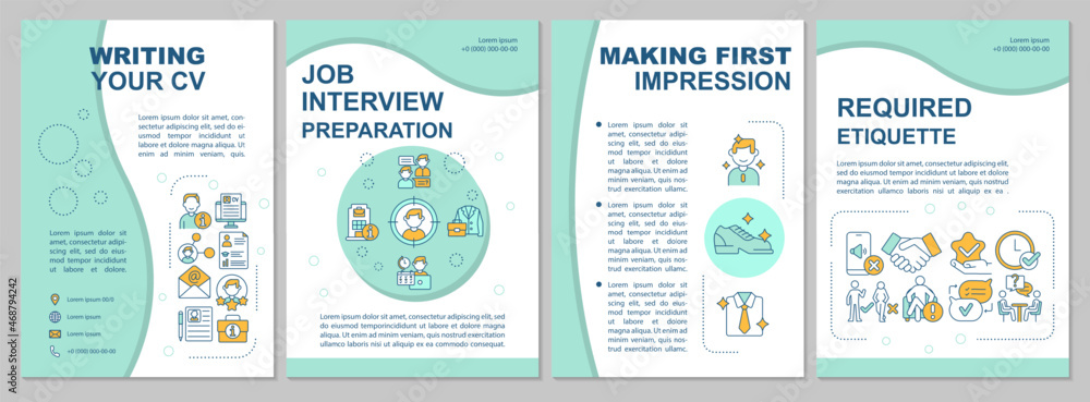 Job position application brochure template. Candidate interviewing ...