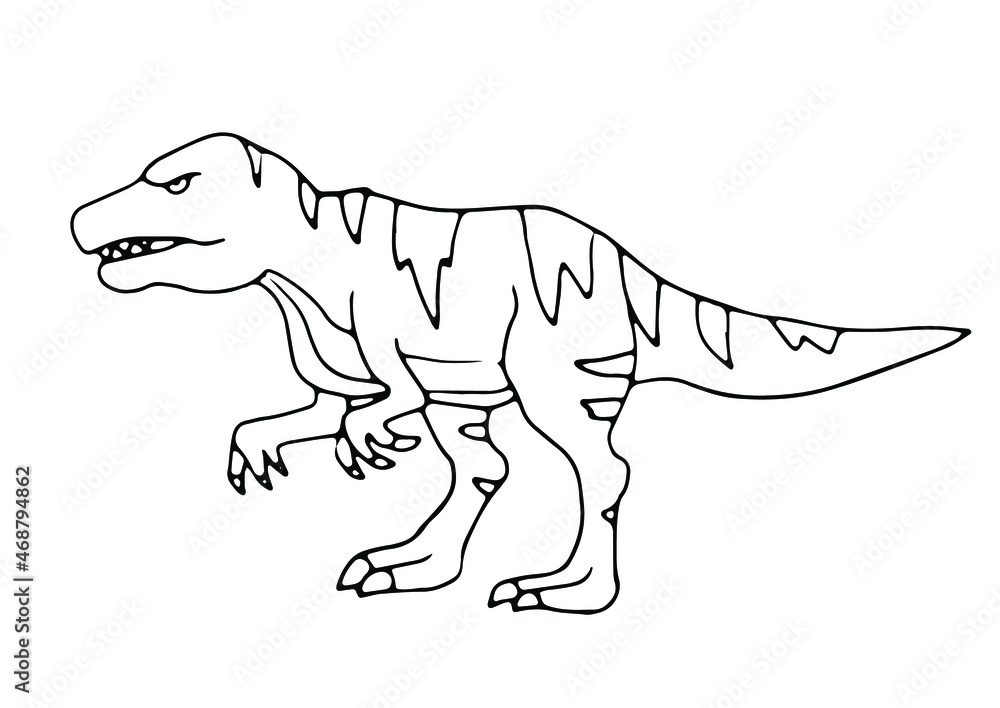 Dinosaur T-rex in doodle style. Isolated vector. Stock Vector | Adobe Stock