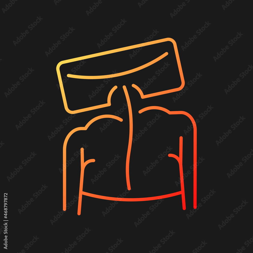Rib hump gradient vector icon for dark theme. Rib height asymmetry. Rib ...
