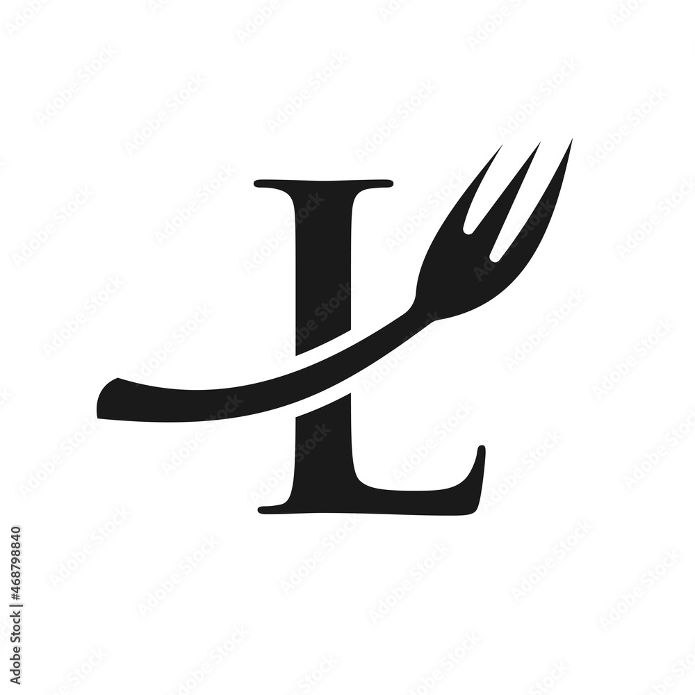 Restaurant Logo Template On Letter L. Letter L Restaurant Logo Sign ...