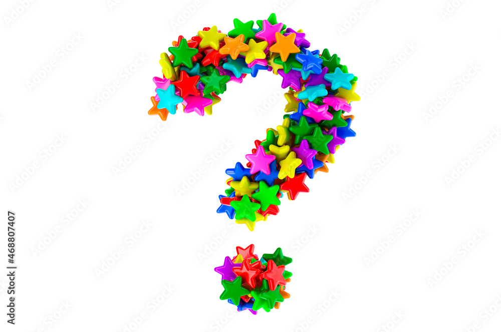 Question mark symbol from colored stars, 3D rendering Stock ...