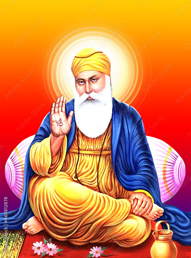 Happy Gurpurab. Mythological Abstract god Guru Nanak Dev Prakash Parv ...