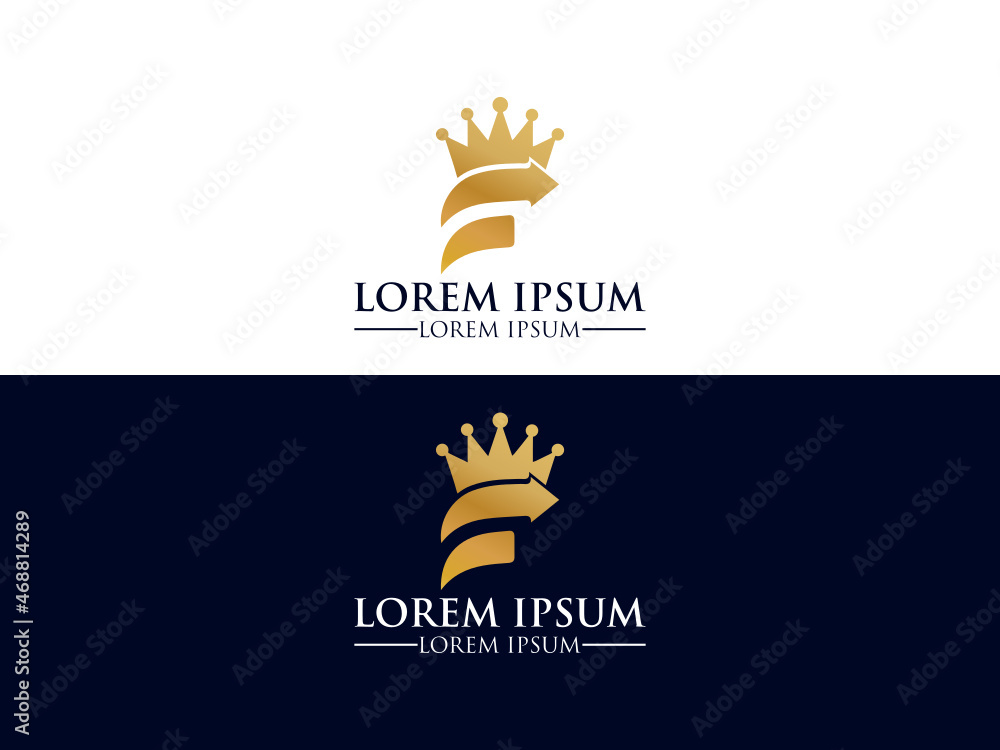 King crown f logo vector image.f Kings logo vector image.svg Stock ...