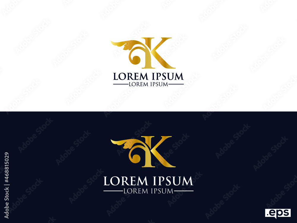 K leaf and flowers logo. king royal icon queen type logo vector design ...