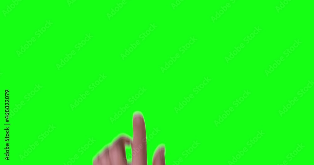 Touch Screen Finger Gestures on green screen. A finger taps and swipes ...
