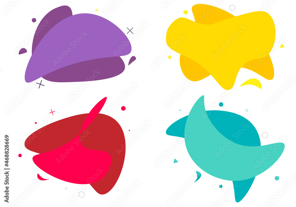 4 Modern liquid abstract element graphic gradient flat style design ...