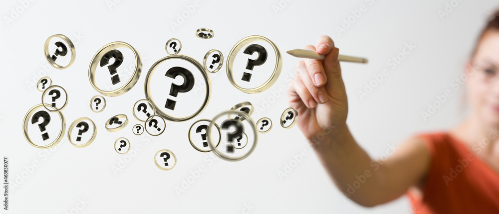 solving problem with digital question marks 3D rendering Stock Photo ...