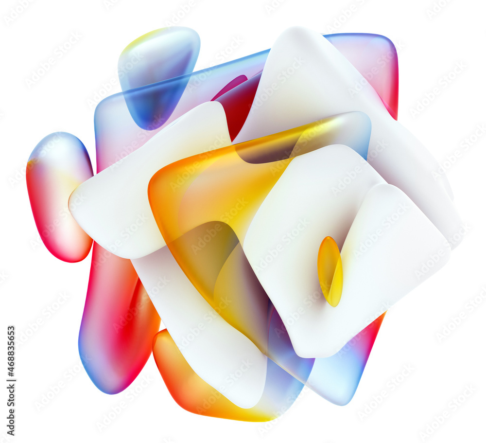 Ilustrace „3d render of abstract art with surreal object in cubical ...