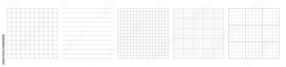 Set of grid templates background. Square grid pattern isolated. Grid ...