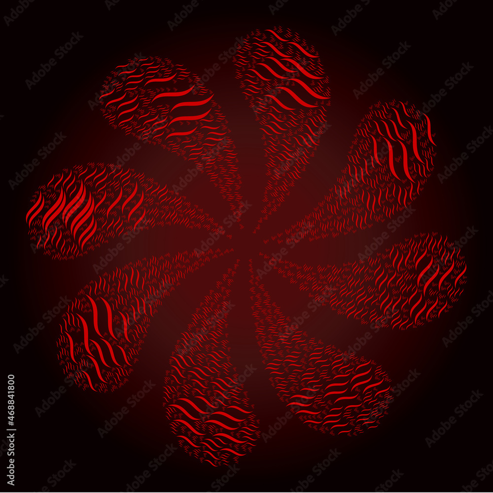 Red worms icon rotation cluster petals fireworks shape on red dark ...