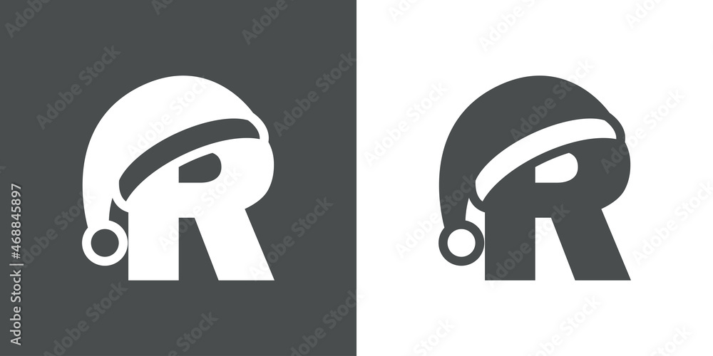 Logotipo con letra inicial R con silueta de sombrero de Papá Noel en ...
