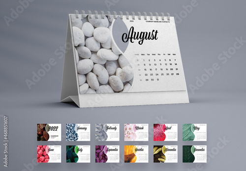 Table Desk Calendar with Week Numbering Stock Template | Adobe Stock
