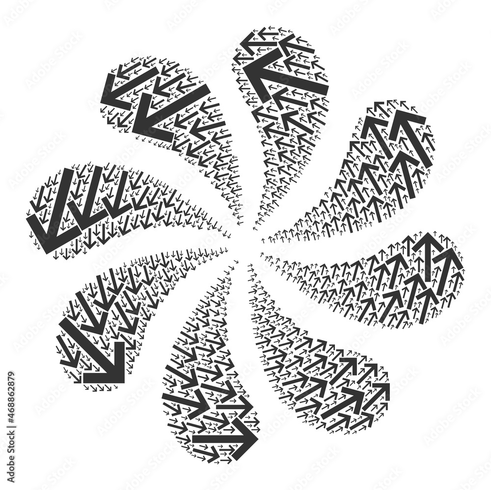 CCW rotation arrow icon centrifugal twist flower salute shape. Flower ...