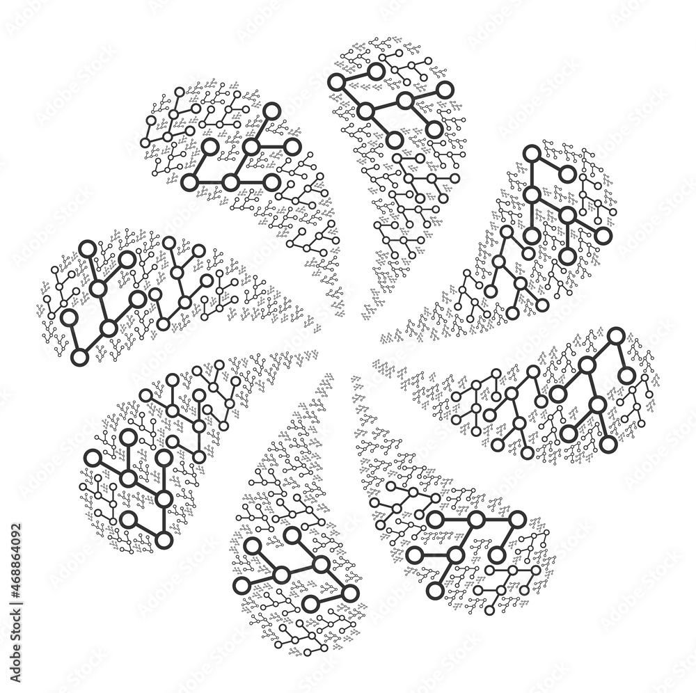 Binary hierarchy icon rotation cluster flower fireworks composition ...