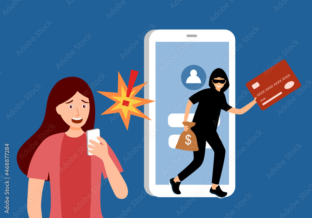 Credit card online payment scam concept. Internet hacker stealing money ...