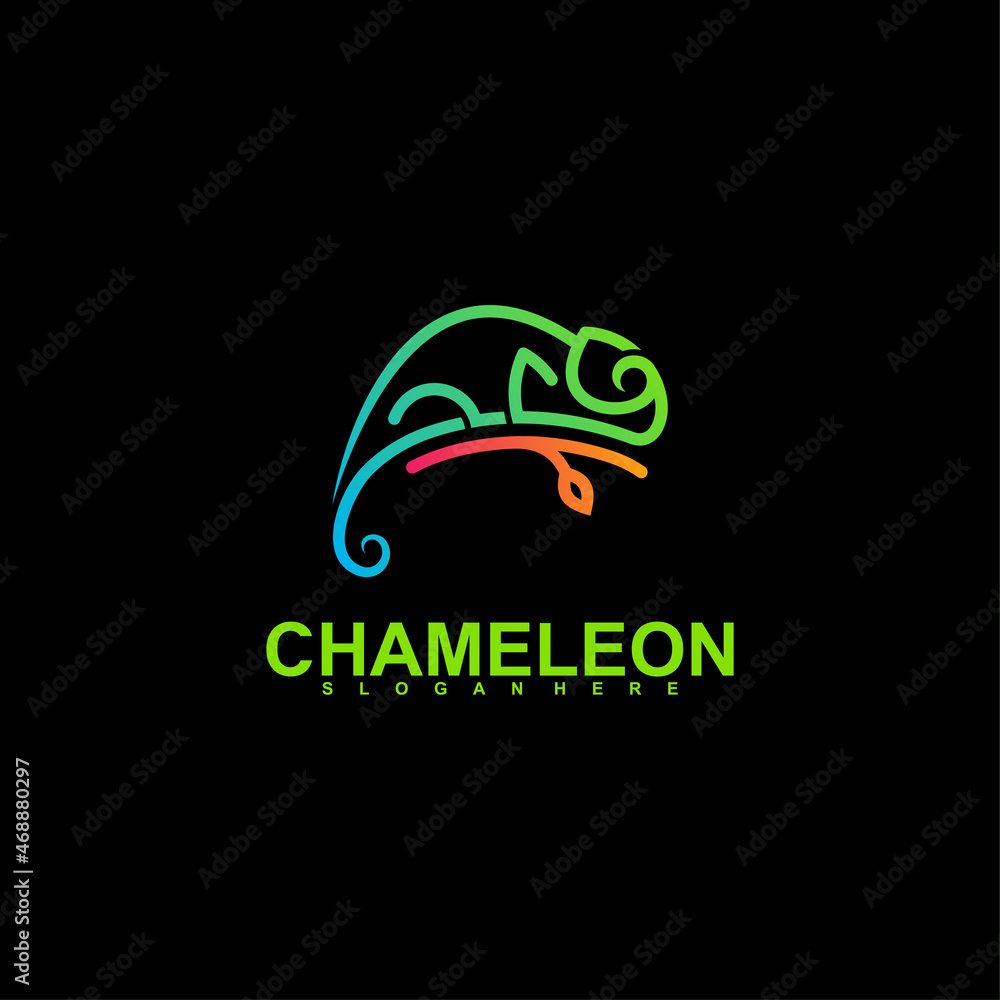 Chameleon logo vector illustration concept with full colors and unique ...