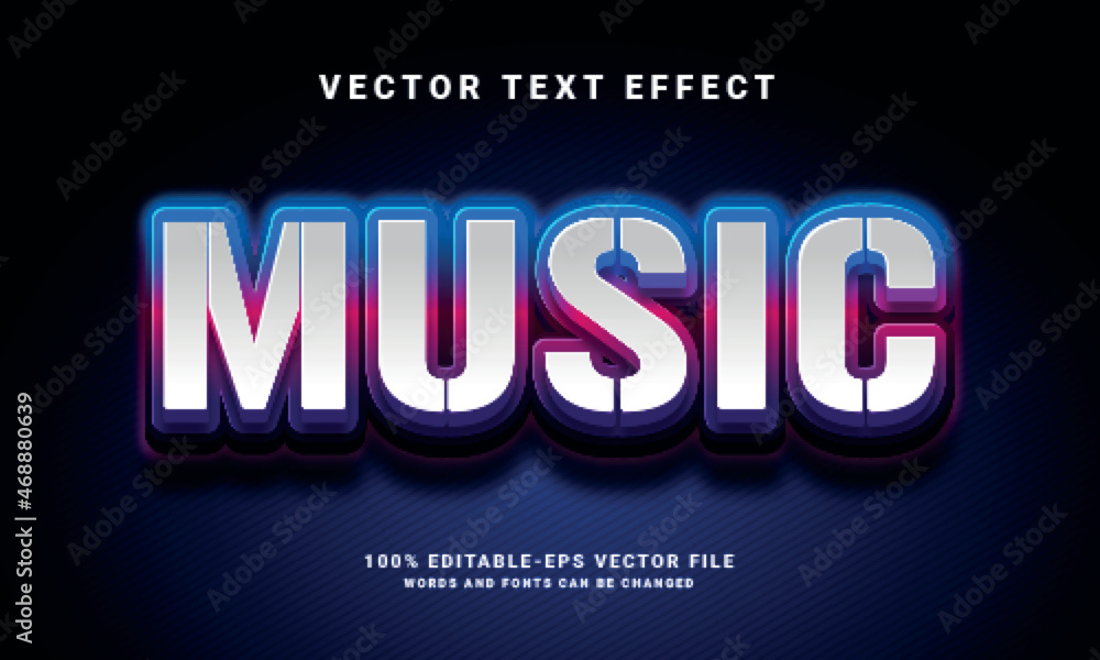 Music 3D text effect. Editable text style effect, suitable for music ...