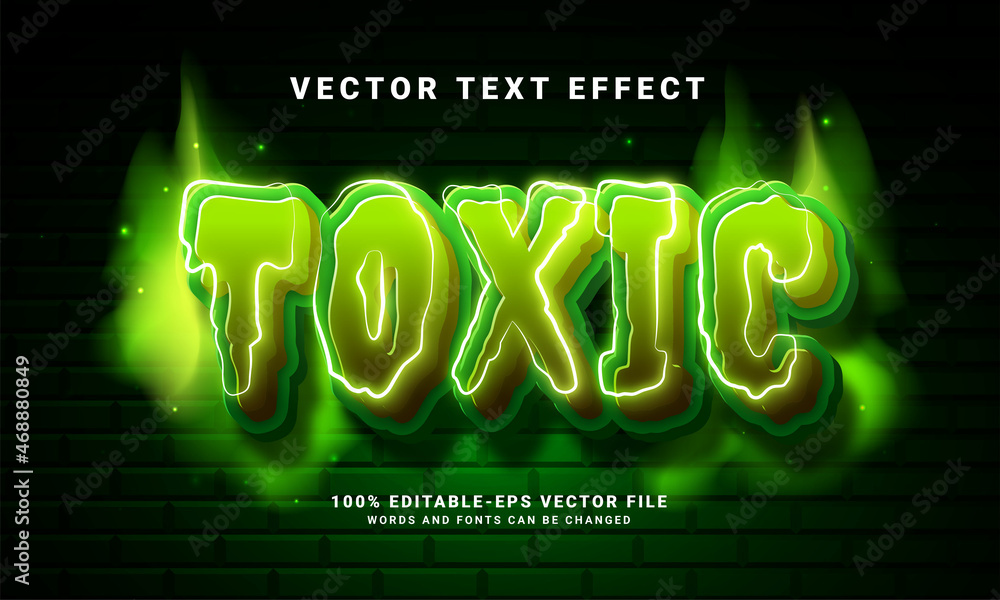 Toxic 3D text effect. Editable text style effect with green light theme ...