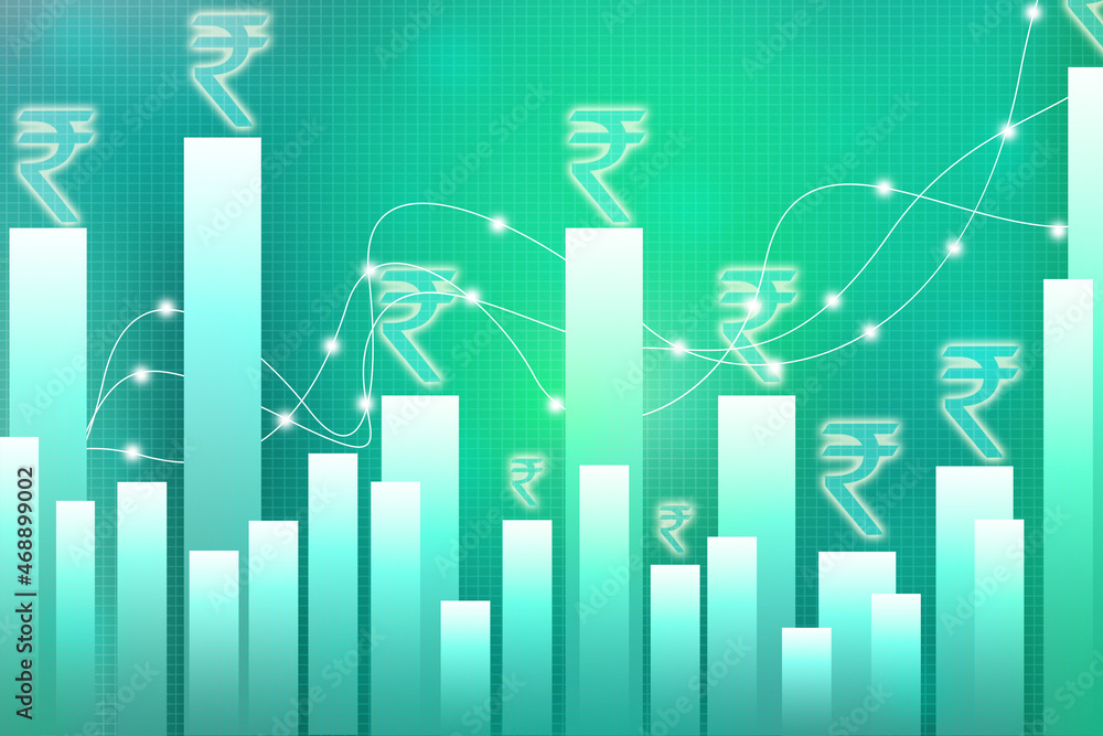 2d illustration rupee indian money rupay business background Stock ...
