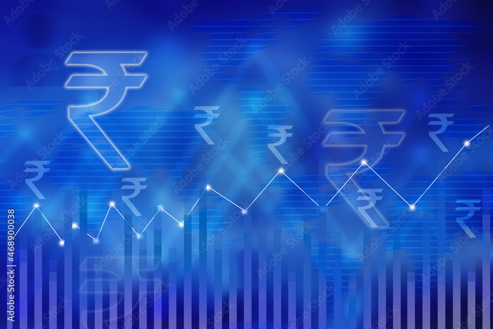 2d illustration rupee indian money rupay business background Stock ...