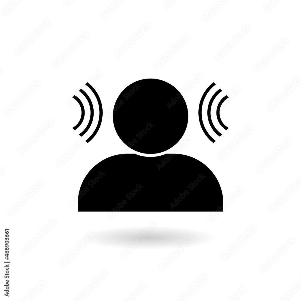 Human ear anatomy and auditory icon. Hearing test icon with shadow ...