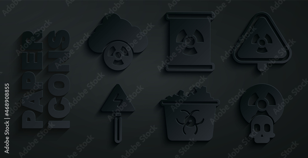 Set Infectious waste, Triangle with radiation, High voltage sign ...