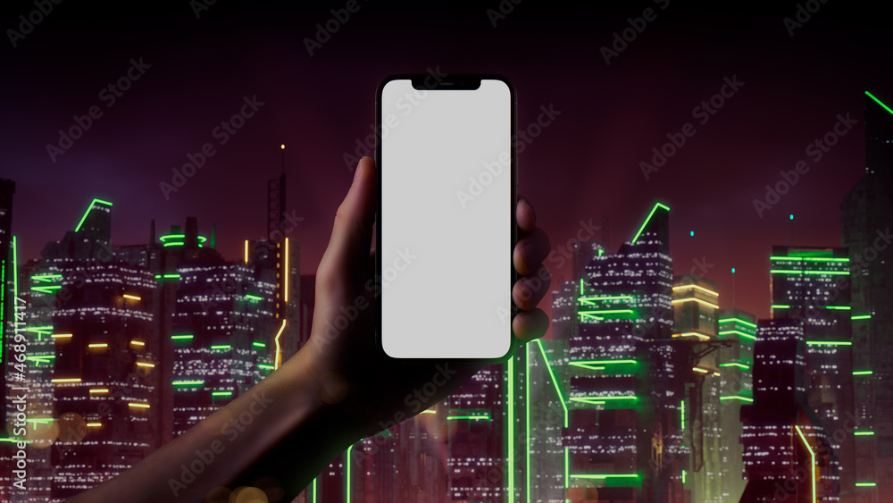 Phone Mockup. Cyberpunk Design. Stock Illustration | Adobe Stock