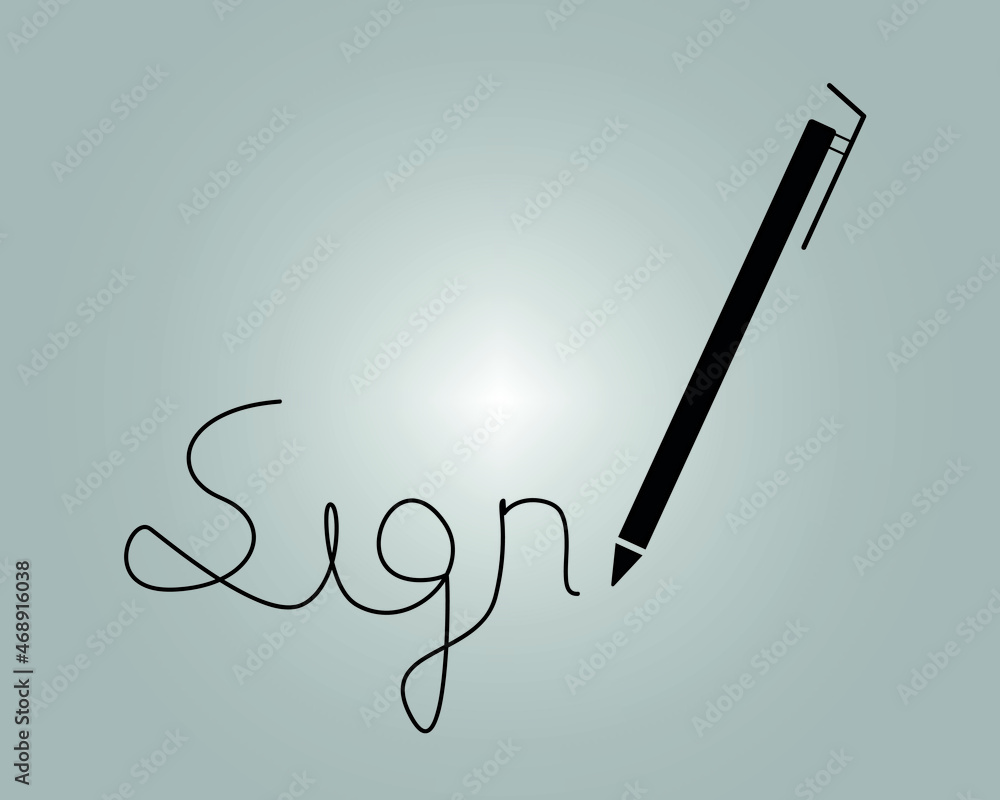 The signature icon. Pen and undersign, underwrite, ratify symbol. Flat ...