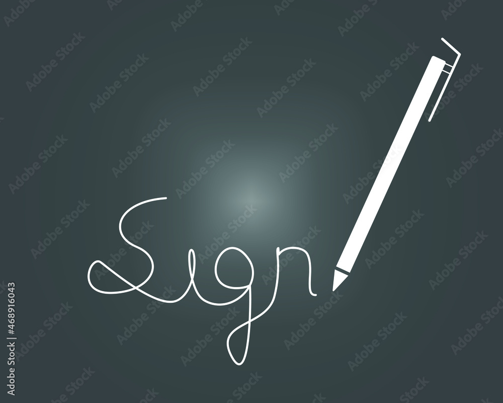 The signature icon. Pen and undersign, underwrite, ratify symbol. Flat ...