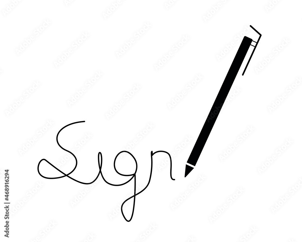 The signature icon. Pen and undersign, underwrite, ratify symbol. Flat ...