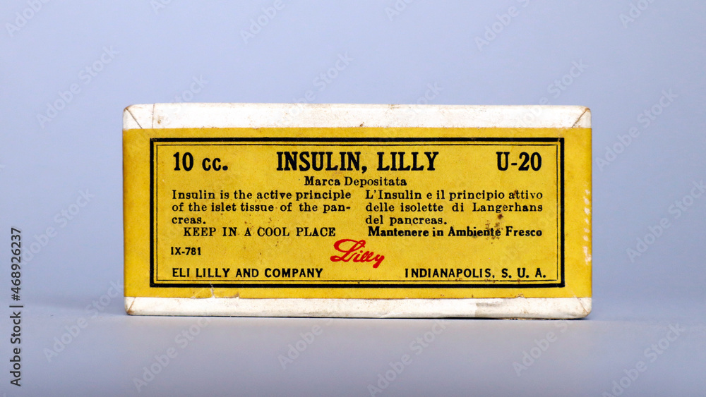 Vintage 1930s INSULIN Lilly U-20, 10cc, 200 Units. Eli Lilly and ...