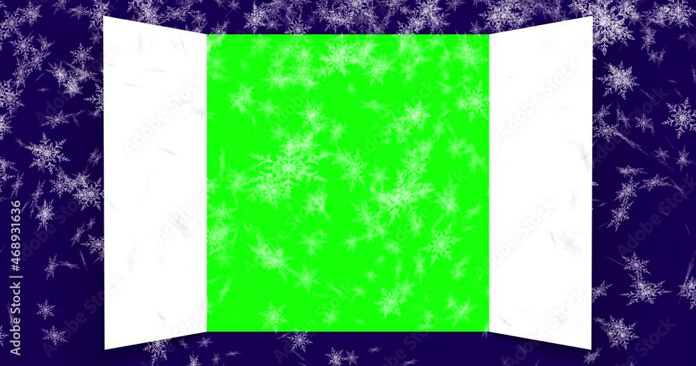 Christmas advent calendar door opening on blue background and falling ...