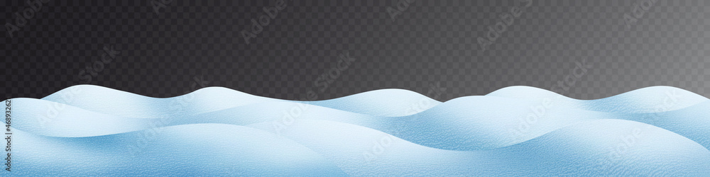 Snowdrifts on transparent background, panoramic image, winter ...