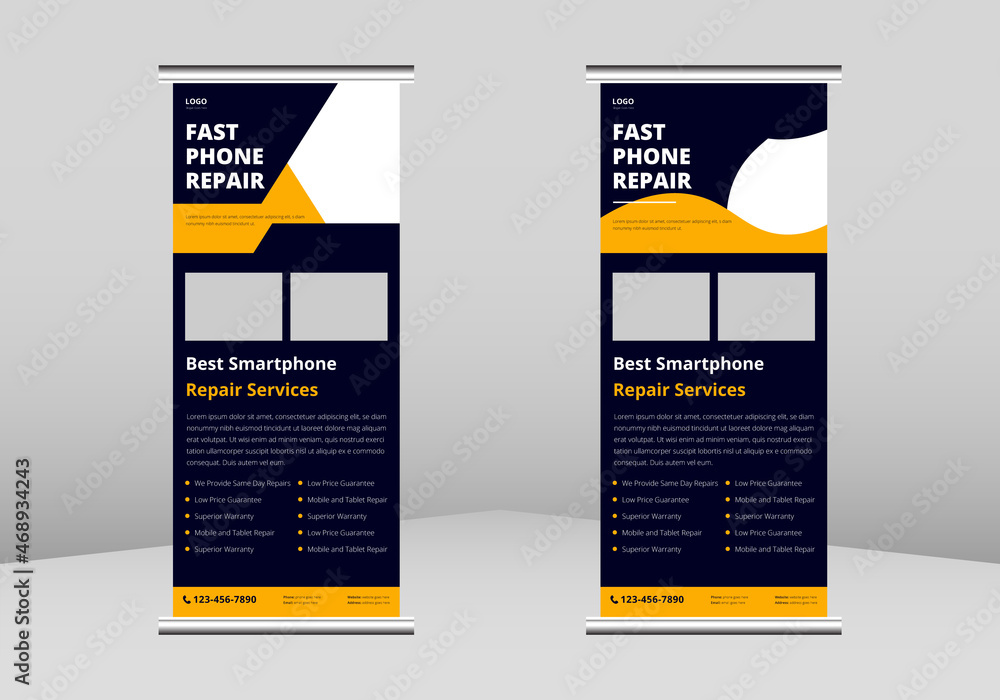 Smartphone Repair Service Roll Up Banner Design, Cell Phone Repair Roll ...