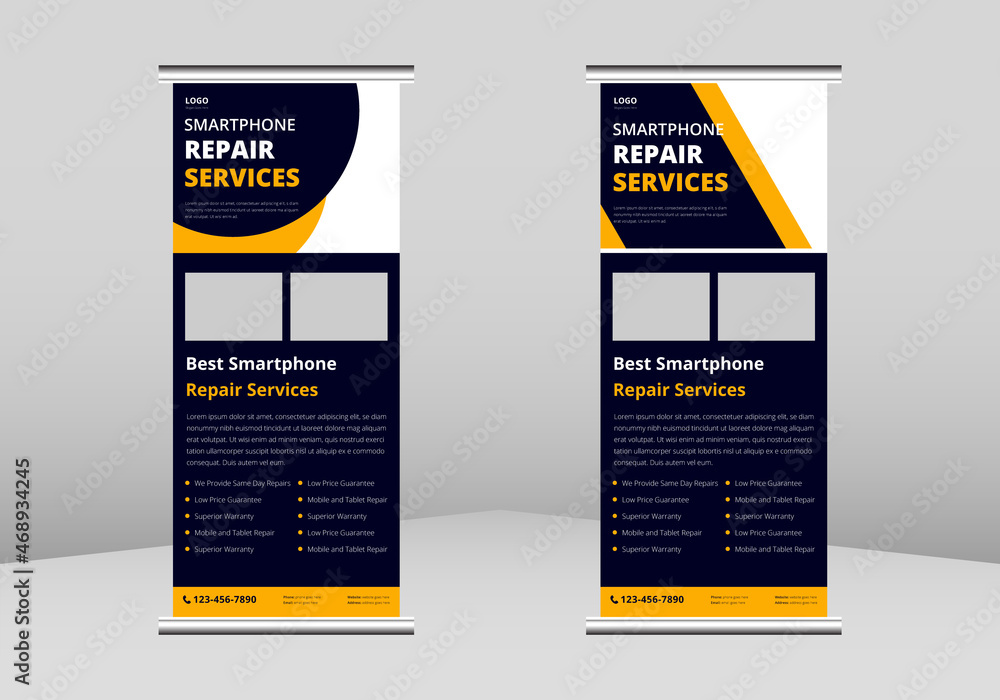 Smartphone Repair Service Roll Up Banner Design, Cell Phone Repair Roll ...