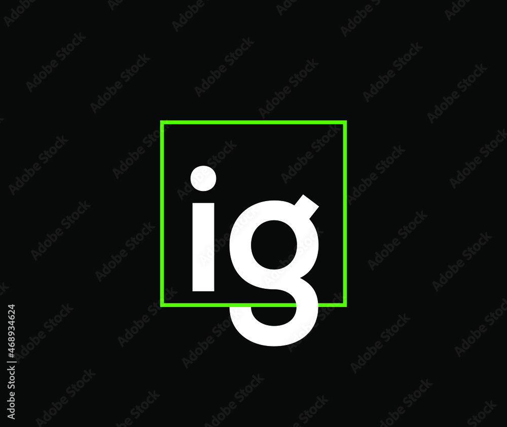 IG company name initial letters logo. IG letters in Green box. Brand IG ...