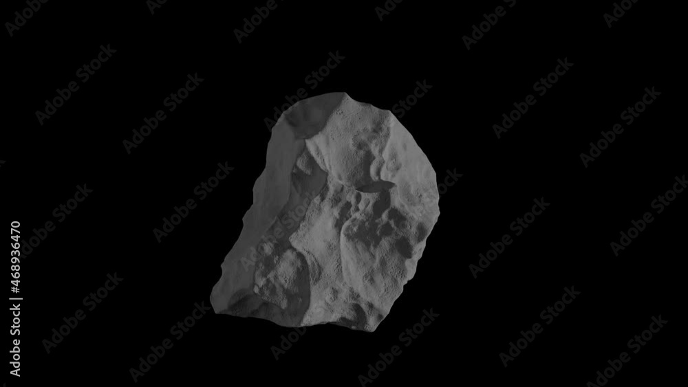 Gray asteroid, meteor flying in the space isolated on a black ...