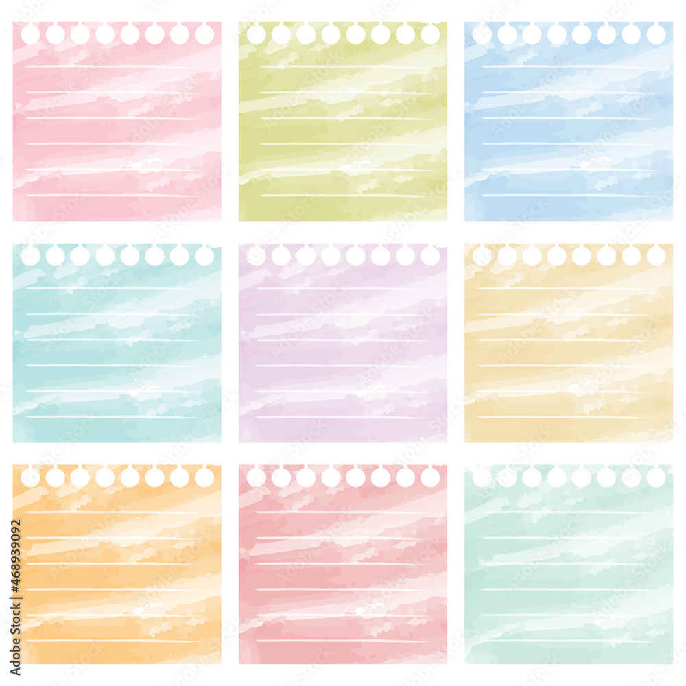 Vetor de Watercolor sticky note set. Cute paper notes. Stationary set ...